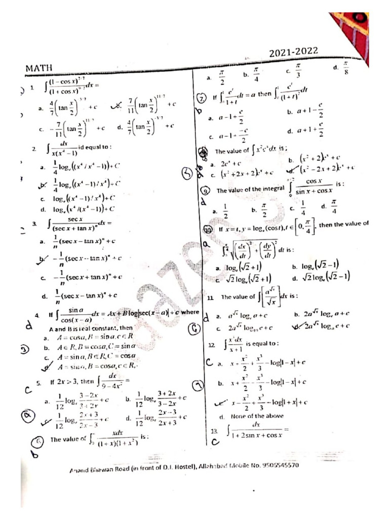 Calculus Test Paper | PDF