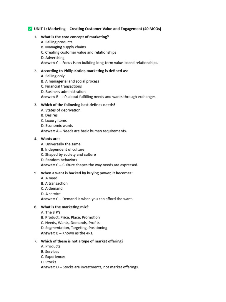 MCQ Marketing Management | PDF | Marketing | Consumer Behaviour