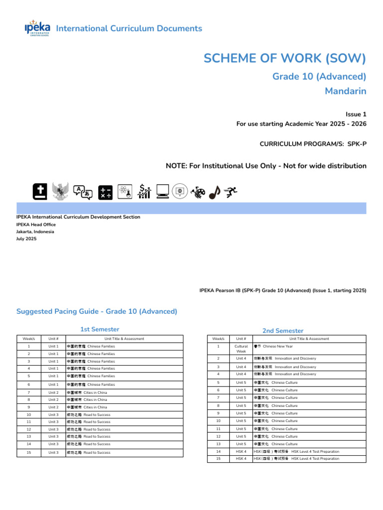 2025-2026 G10 Mandarin Course Outline Irina Ls (1) | PDF | Vocabulary ...