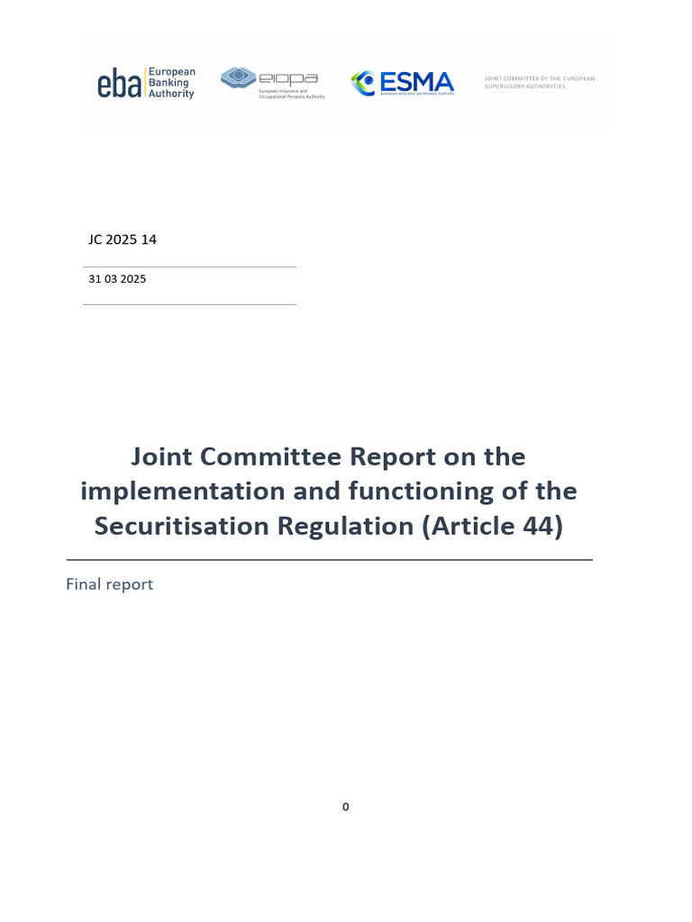 JC 2025 14 Joint Committee Report On The Functionning of The ...