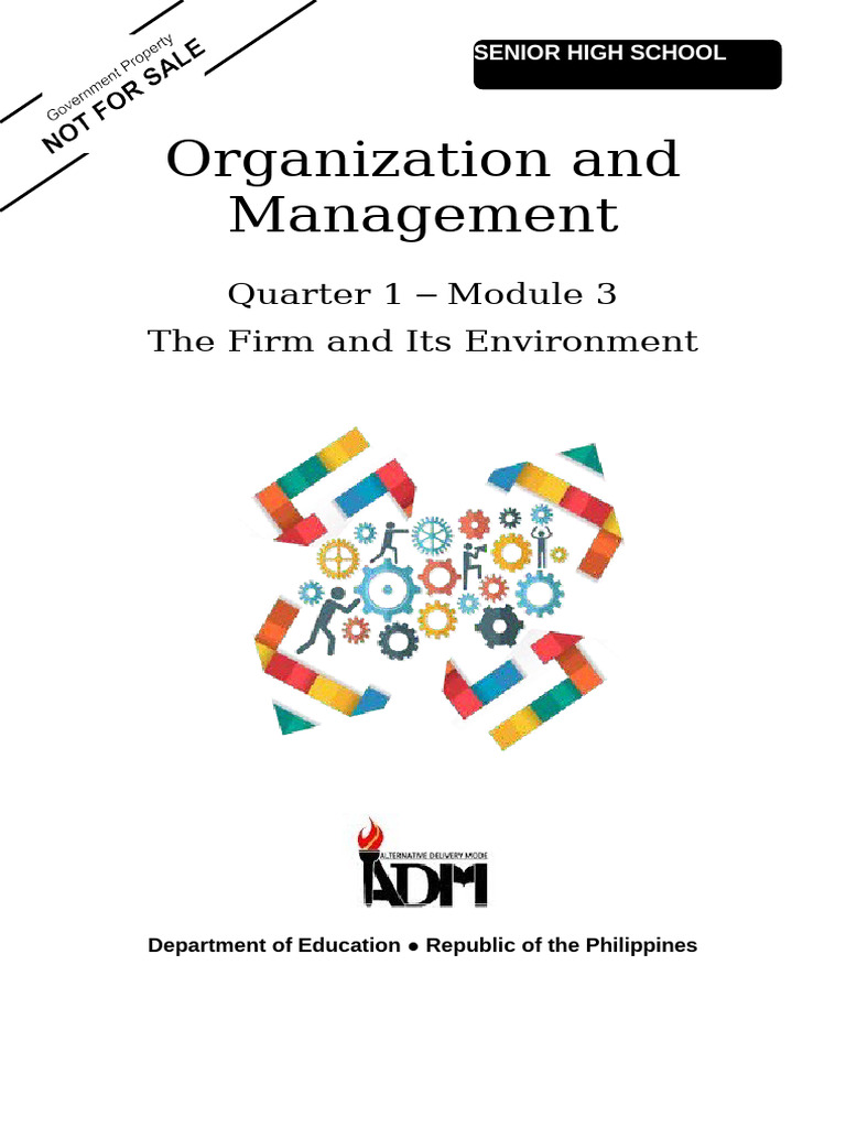 Organization and Management Quarter 1 Module 3 The Firm and Its ...