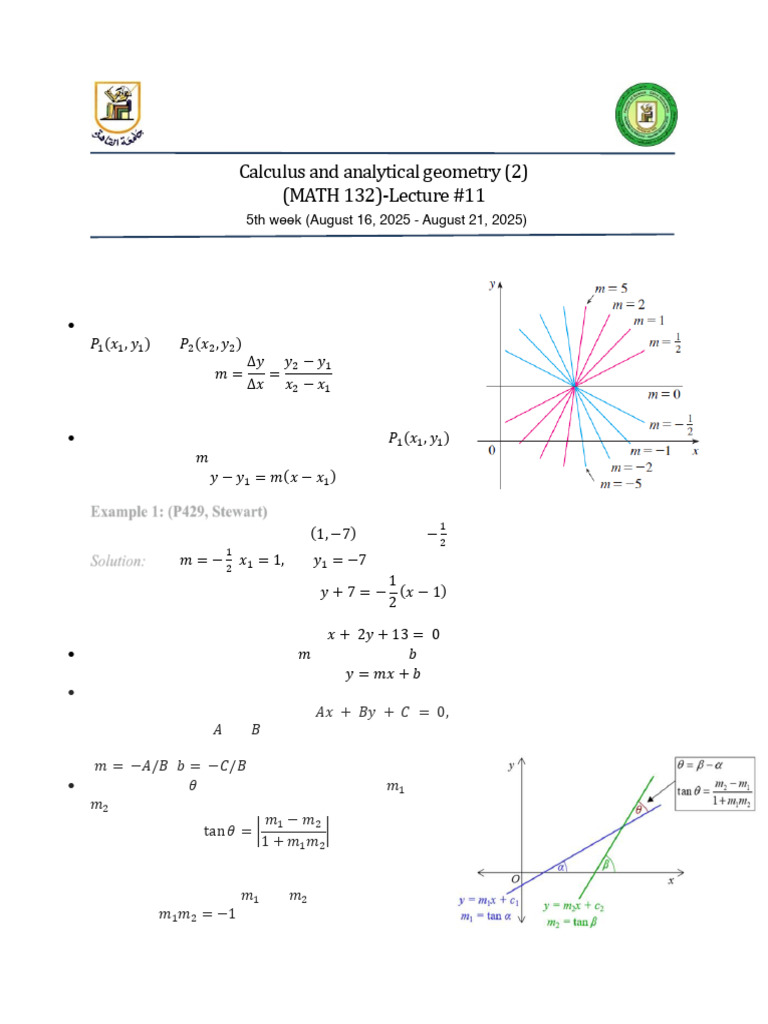 Math - 132 - Lecture 11 | PDF | Differential Geometry | Geometric Shapes