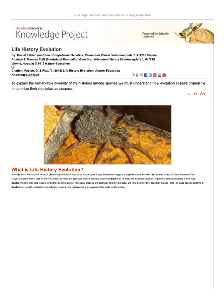 Life History Evolution | PDF