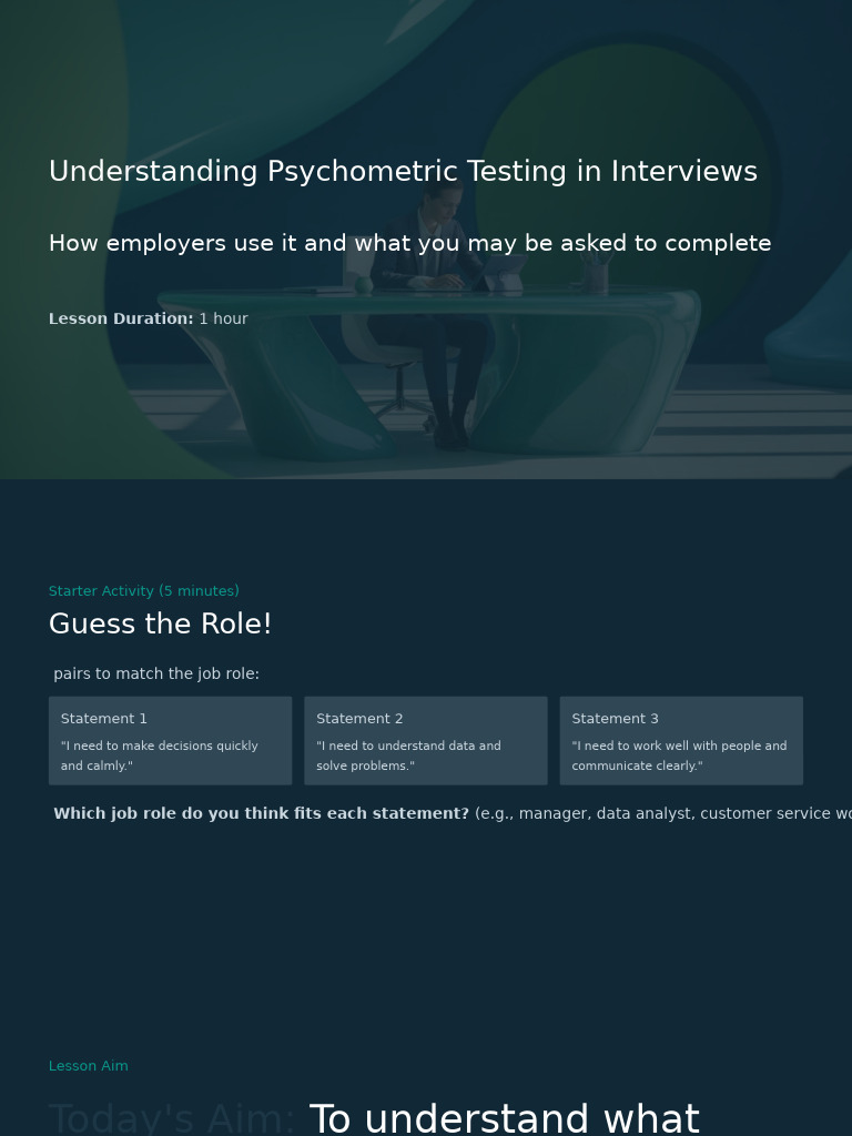Psychometric Testing in Job Interviews | PDF | Reason | Psychometrics