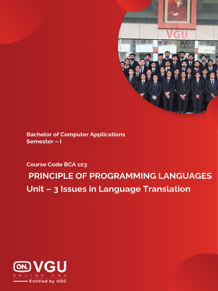 VGUOL BCA 103 Unit 3 Issues in Language Translation | PDF | Reserved Word | Computer Program