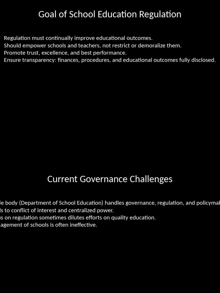 School Education Regulation Presentation-1 | PDF | Governance | Regulation