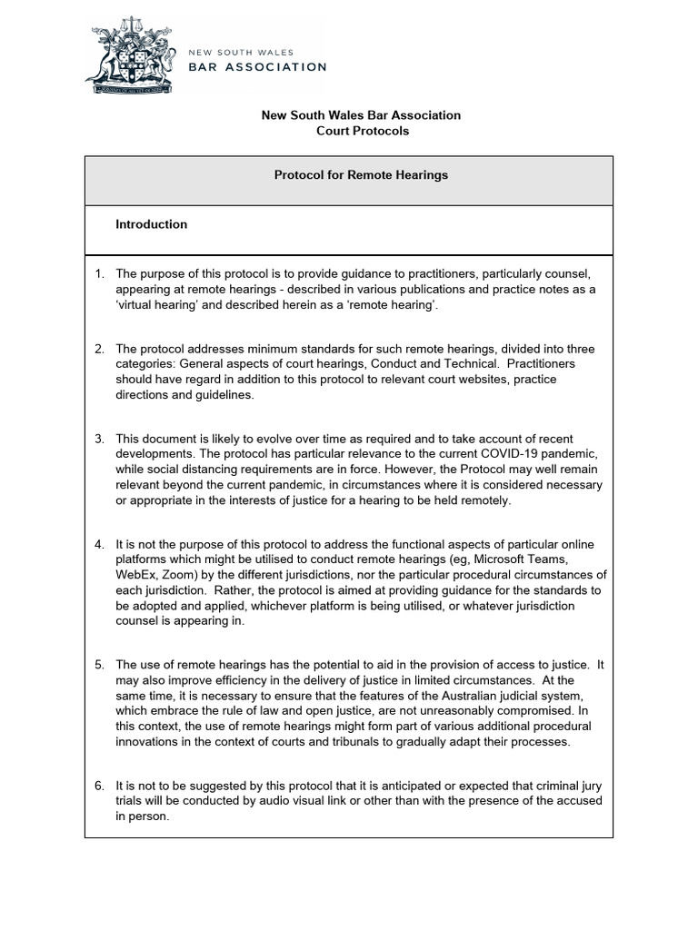 Remote Hearing Protocol | PDF | Trials | Witness
