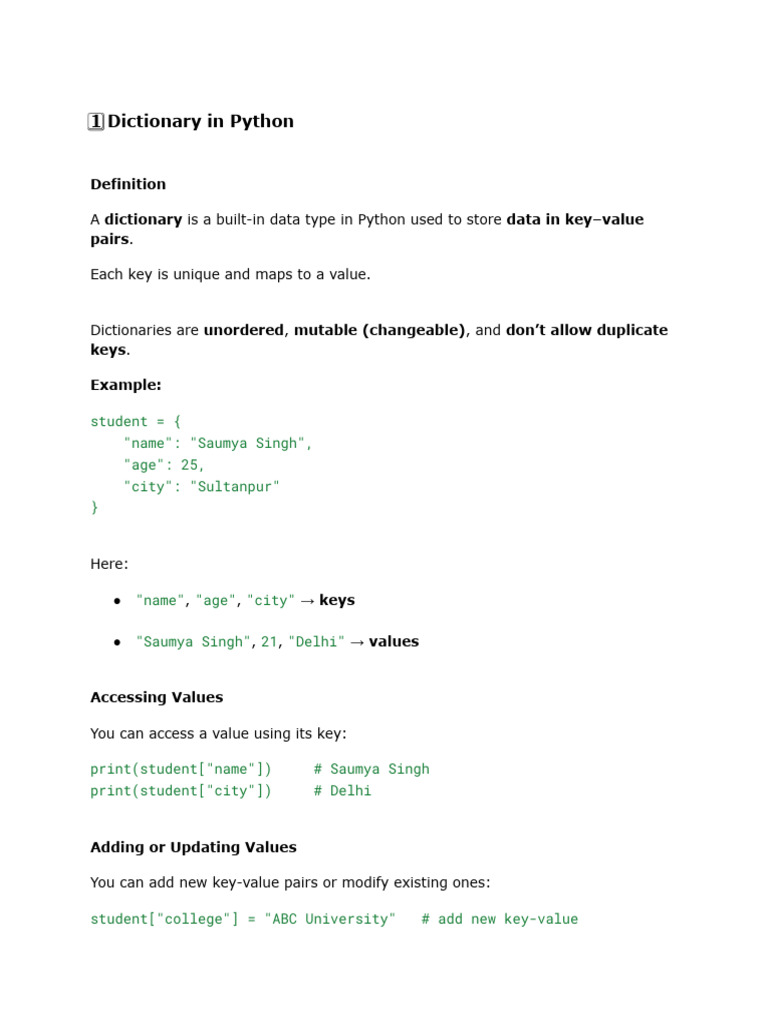 Chapter5-Dictionary and Sets in Python | PDF | Python (Programming Language) | Software Development