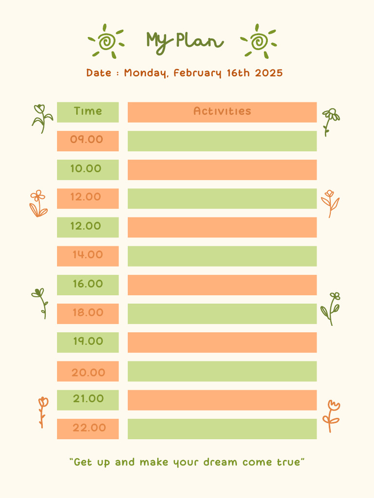 Green Orange Cute Playful Activity Plan A4 Document | PDF