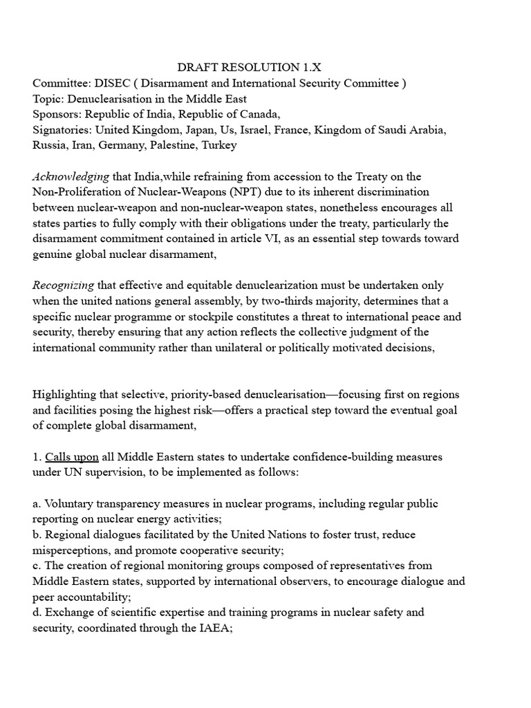 Denuclearisation Strategy for the Middle East | PDF | Treaty On The Non ...