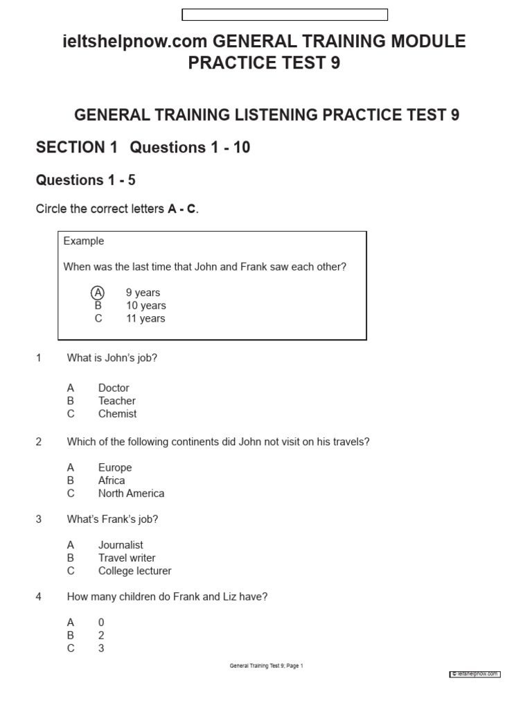 IELTS General Training Listening Test 9 | PDF | Kenya | Cash Crop