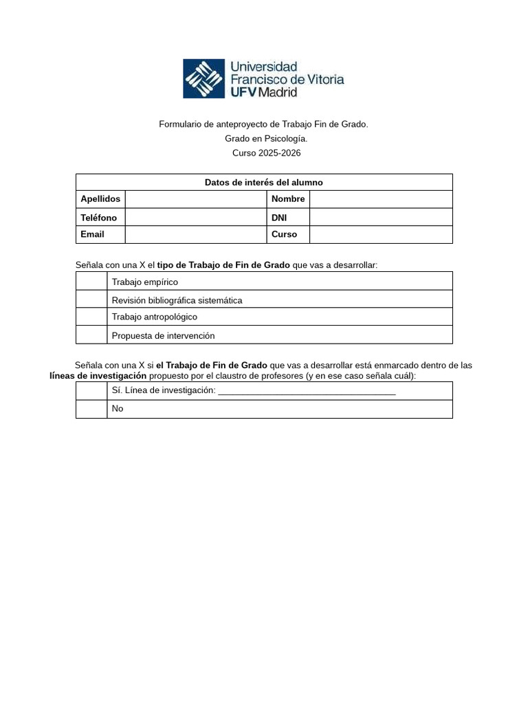 Anteproyecto TFG Plantilla Word | PDF
