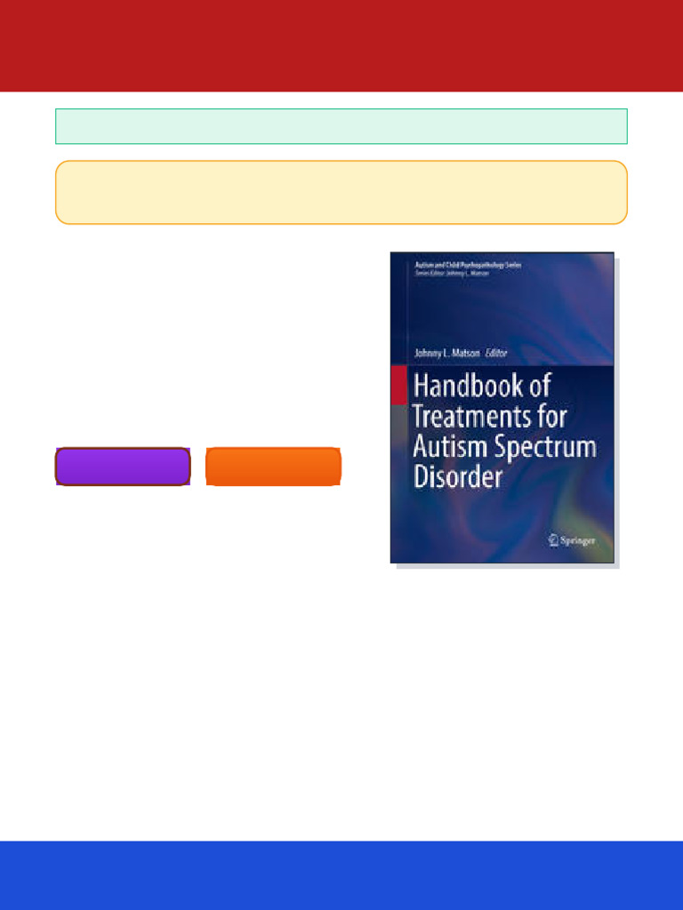 Handbook of Treatments For Autism Spectrum Disorder 1st Edition Johnny ...