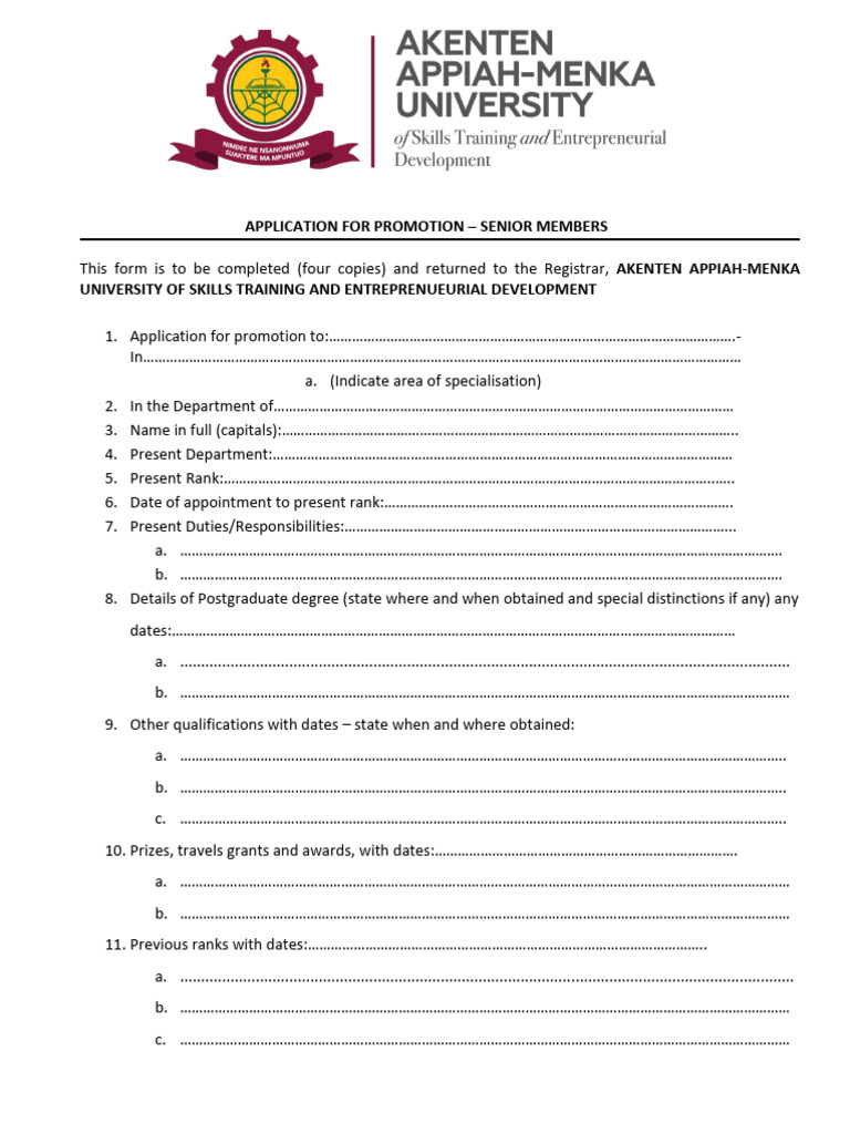 Promotion Application Form for Senior Members | PDF | Chess | Chess Theory
