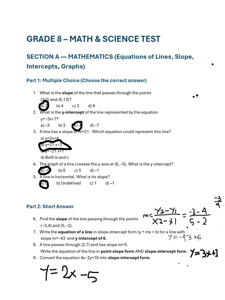 Grade 8 – Math & Science Test (1) | PDF | Chemical Elements | Periodic ...