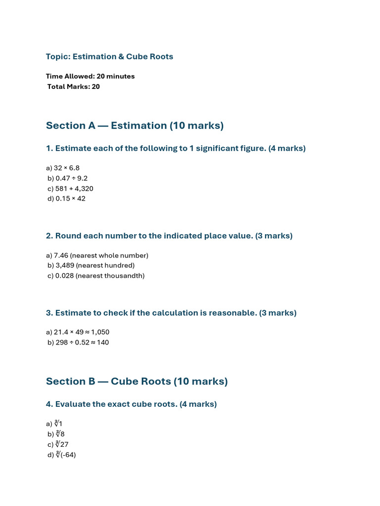 Topic Estimation & Cube Roots | PDF
