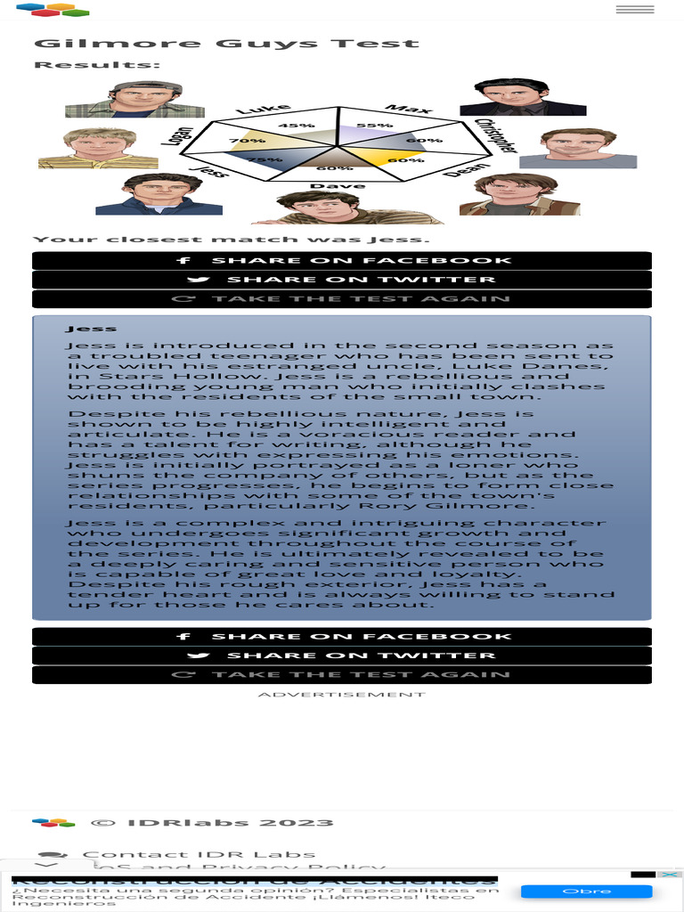 Gilmore Guys Test | PDF
