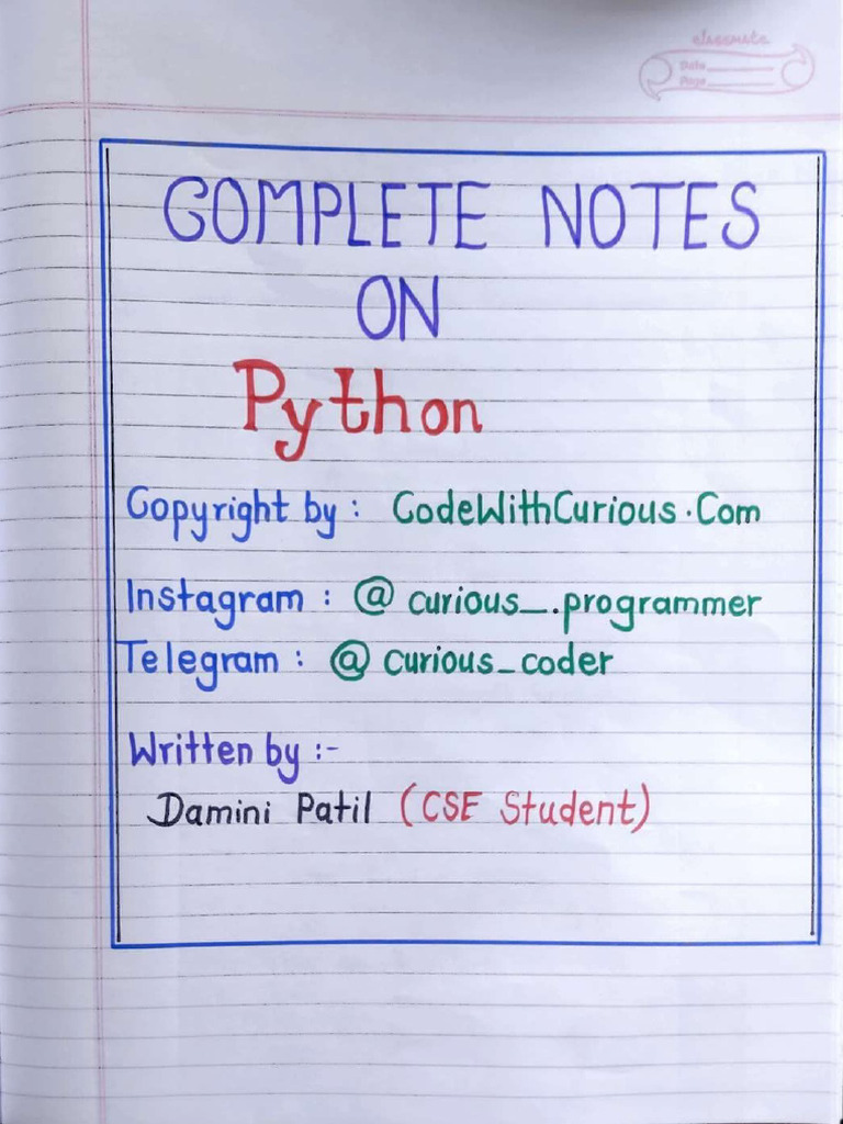 Complete Python Handwritten Notes_compressed | PDF