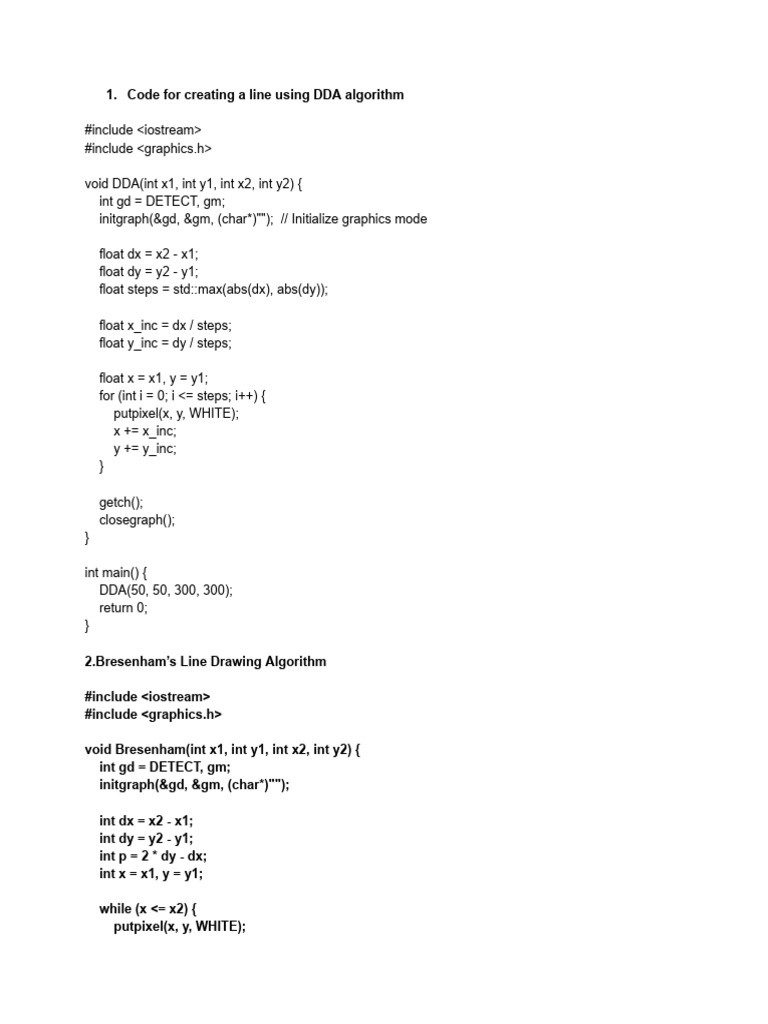 Draw A Line or Circle Algorithm | PDF | Algorithms | Computer Programming