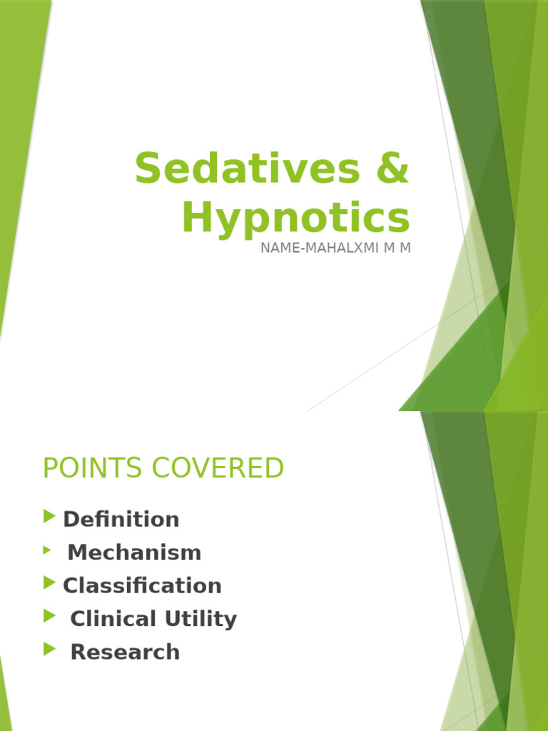 Sedatives Hypnotics Presentation | PDF | Benzodiazepine | Insomnia