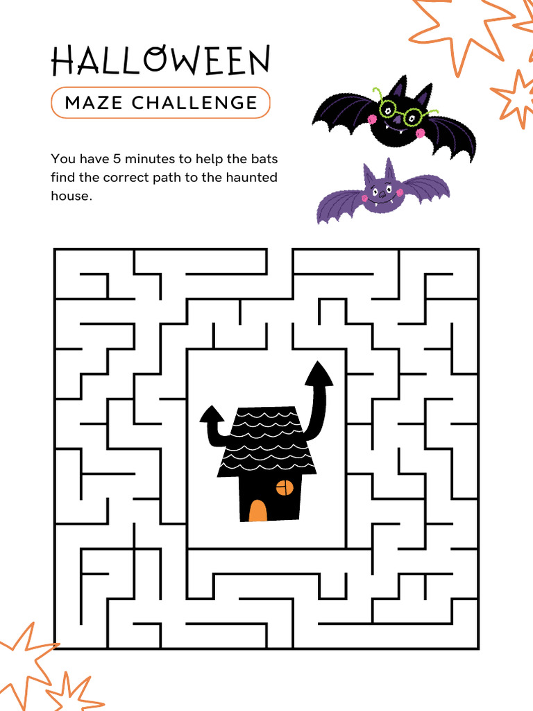 Halloween Maze Challenge Worksheet in Colorful Playful Style | PDF