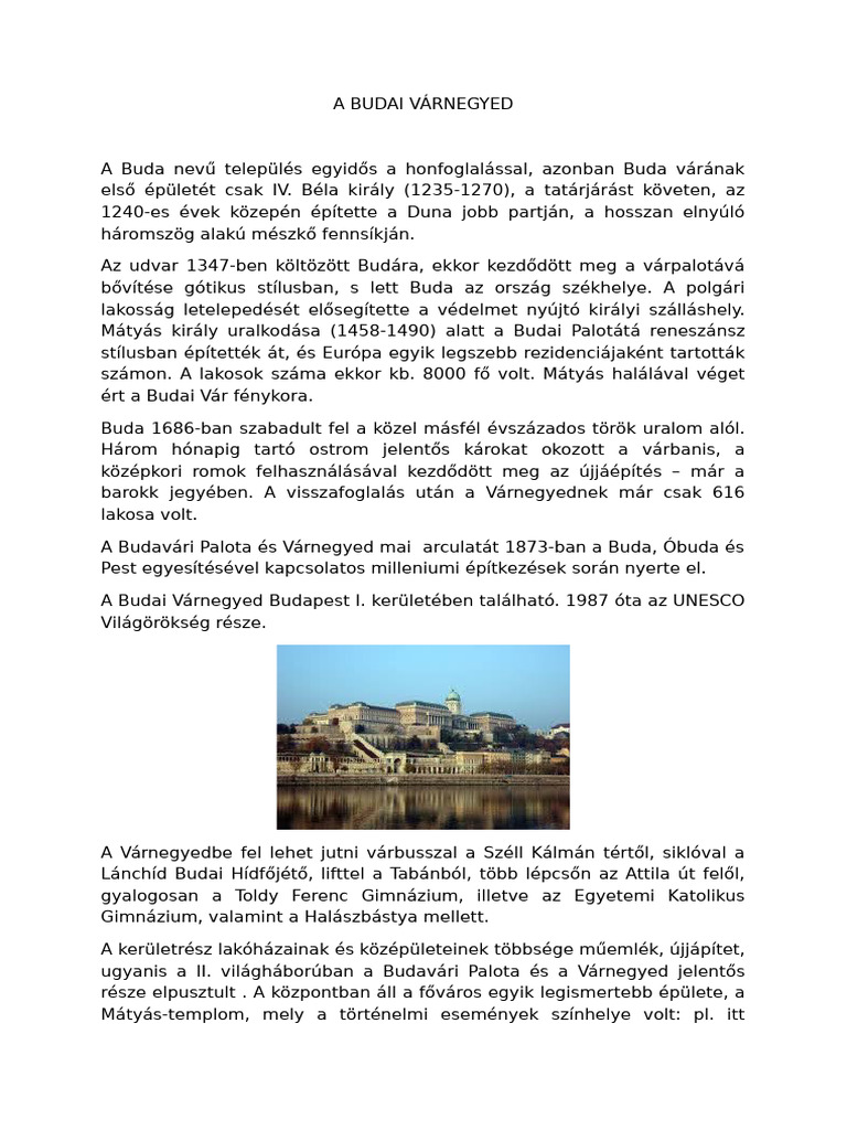 A Budai Várnegyed | PDF