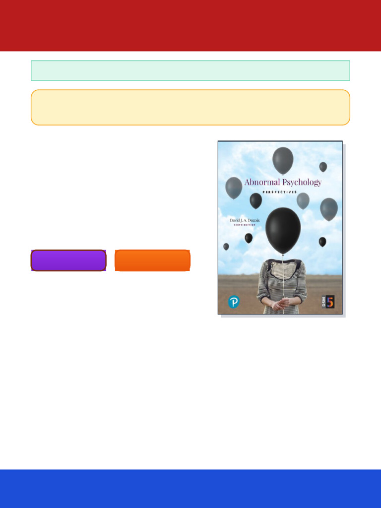 Abnormal Psychology: Perspectives 6th Edition Dozois Ebook Fully Licensed Edition | PDF | Mental ...