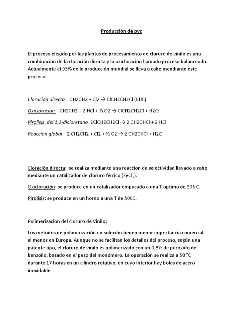 Proceso de Producción de PVC Eficiente | PDF