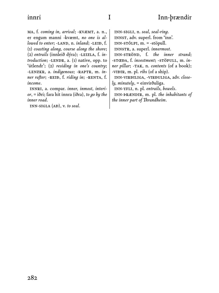 Icelandic Vocabulary: Inner Terms Explained | PDF