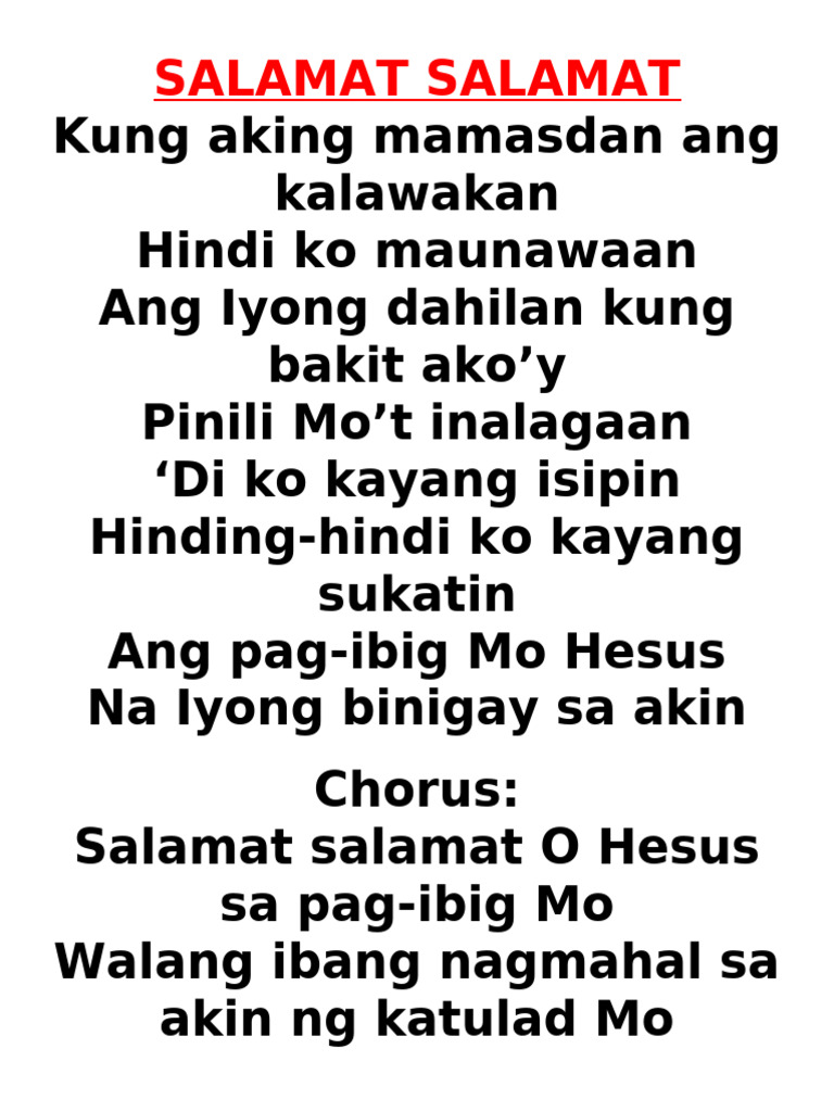 Salamat Salamat Lyrics | PDF