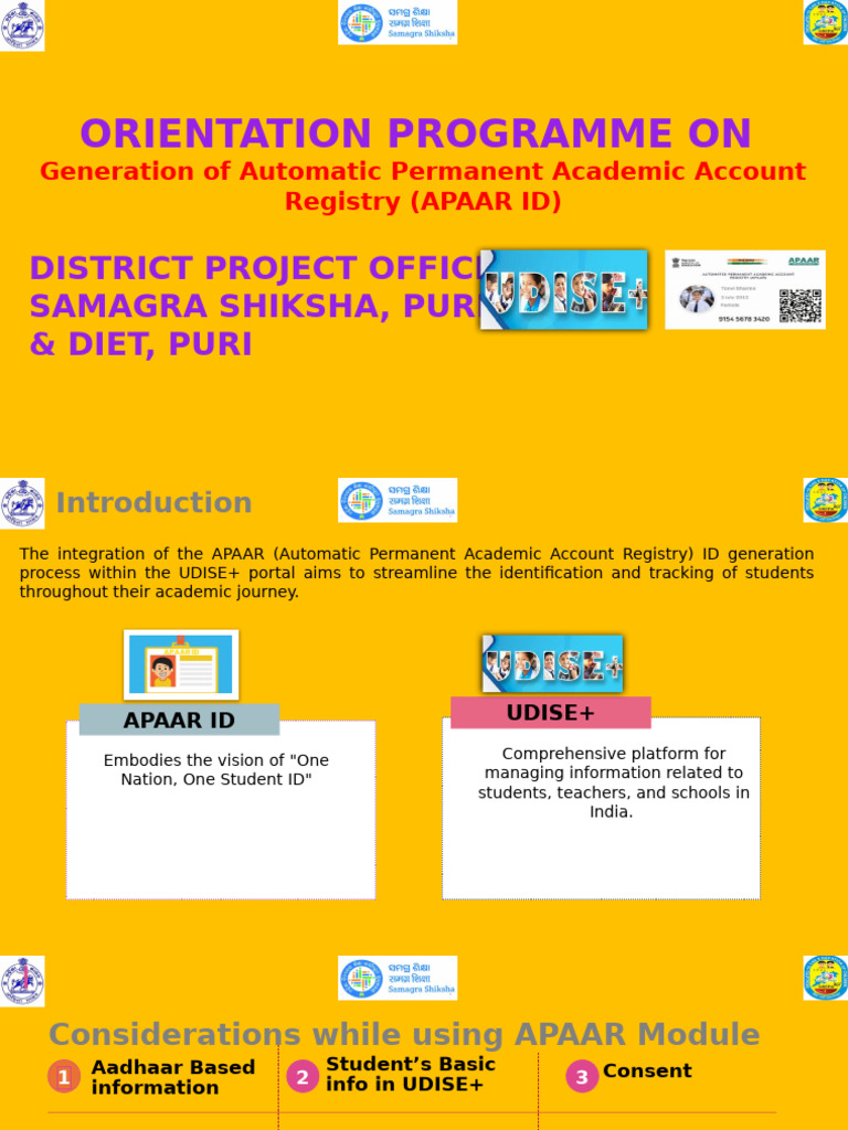 APAAR ID Generation Orientation Guide | PDF | Applications Of ...