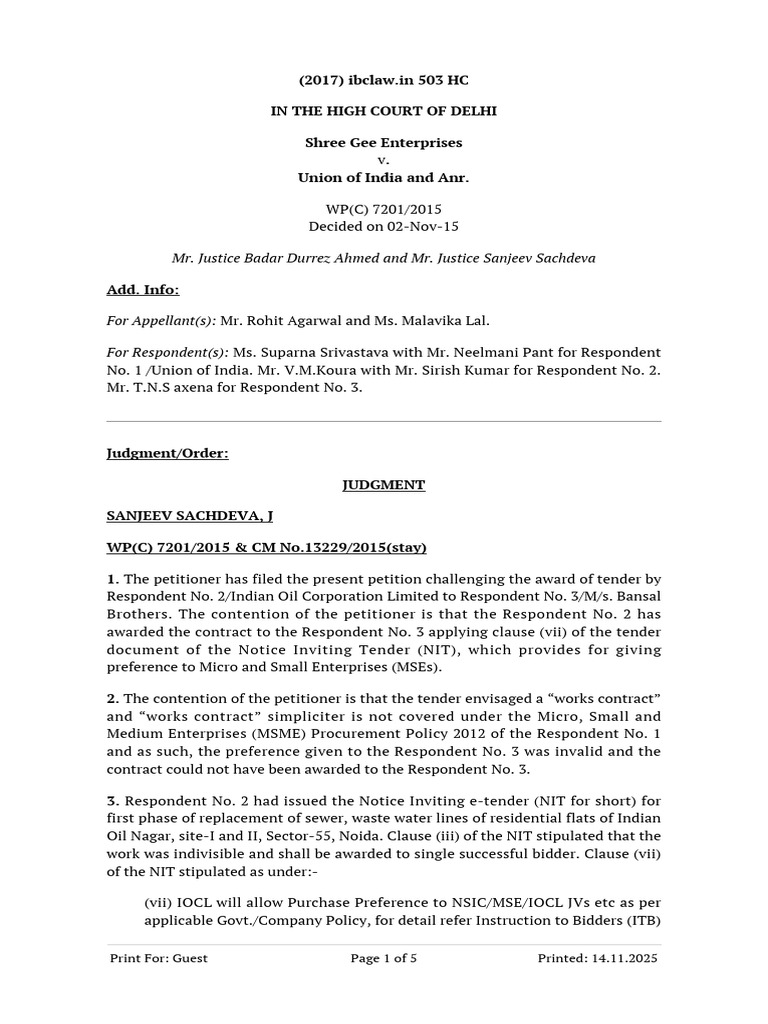 Shree Gee v. Union of India in a case prior to COVID | PDF | Petroleum ...