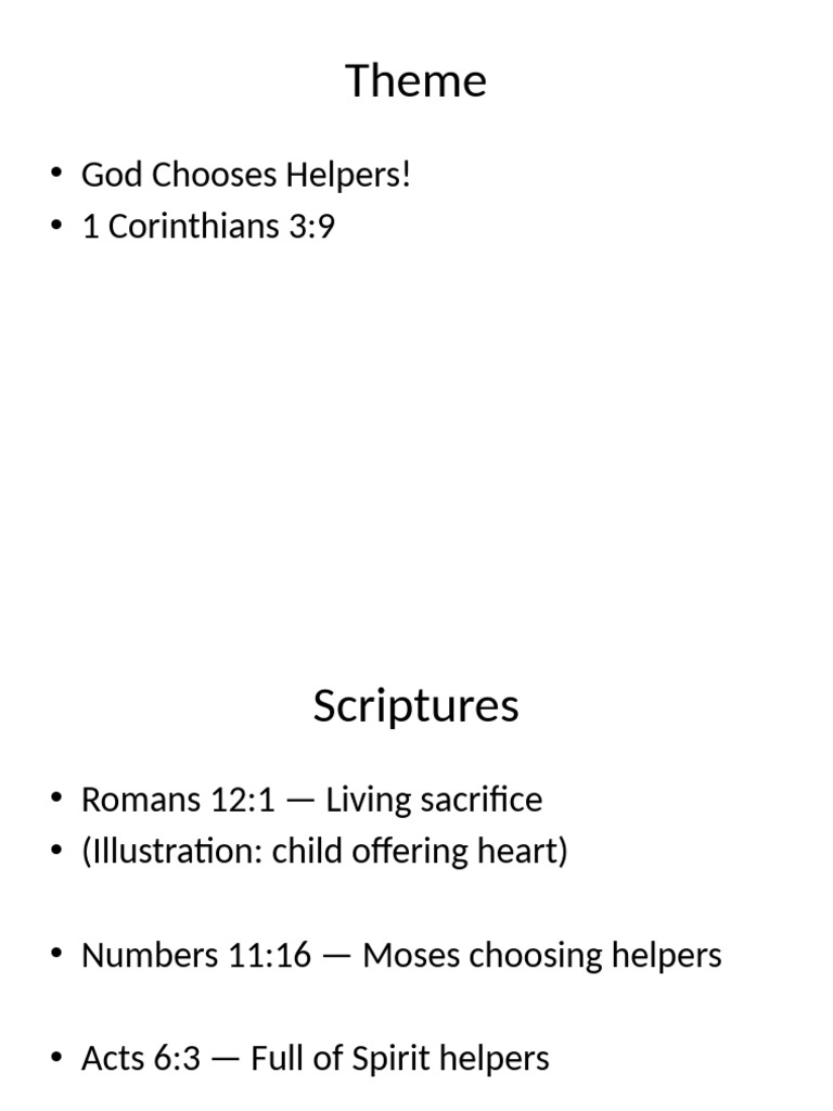 God Chooses Helpers: Kids' Lesson Plan | PDF