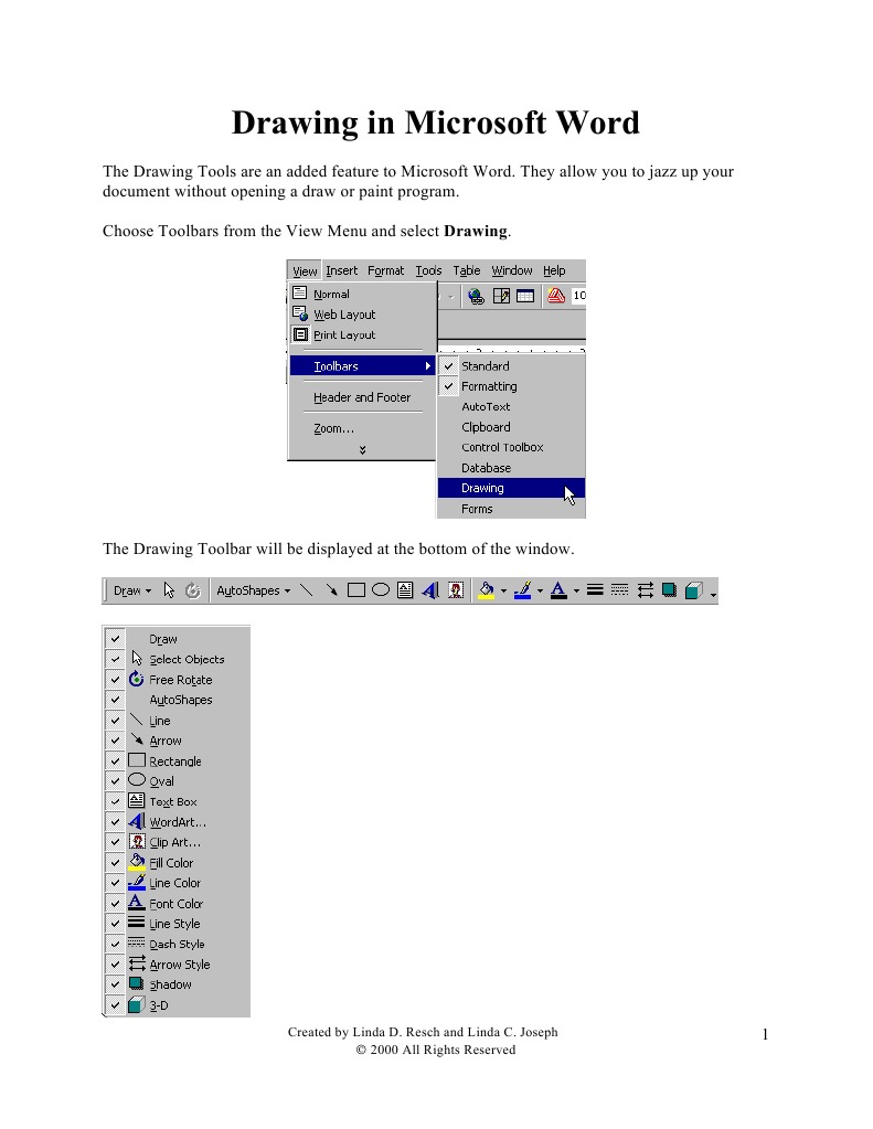 Drawing in Microsoft Word: Created by Linda D. Resch and Linda C ...