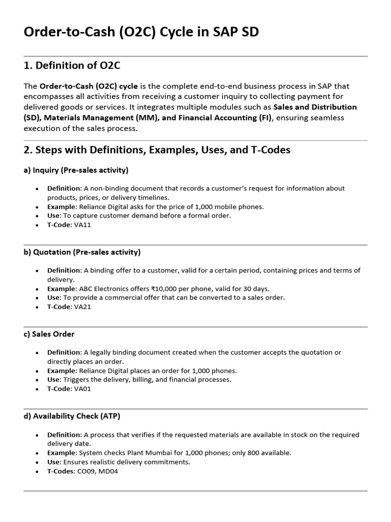 Order To Cash Cycle Basics | PDF | Business