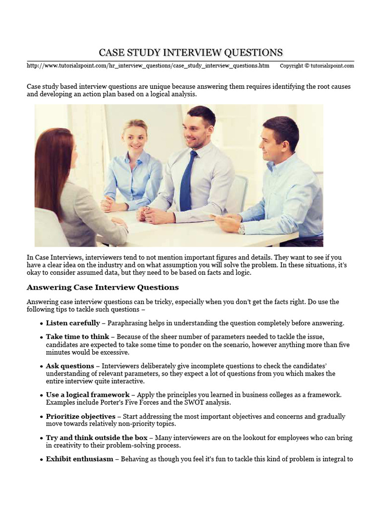 Case Study Interview Questions Guide | PDF | Cognitive Science | Cognition