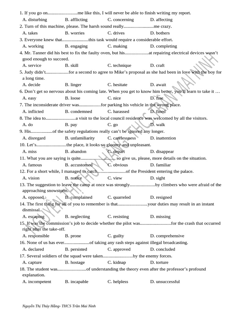 Vocab MCQ (English Structure) | PDF