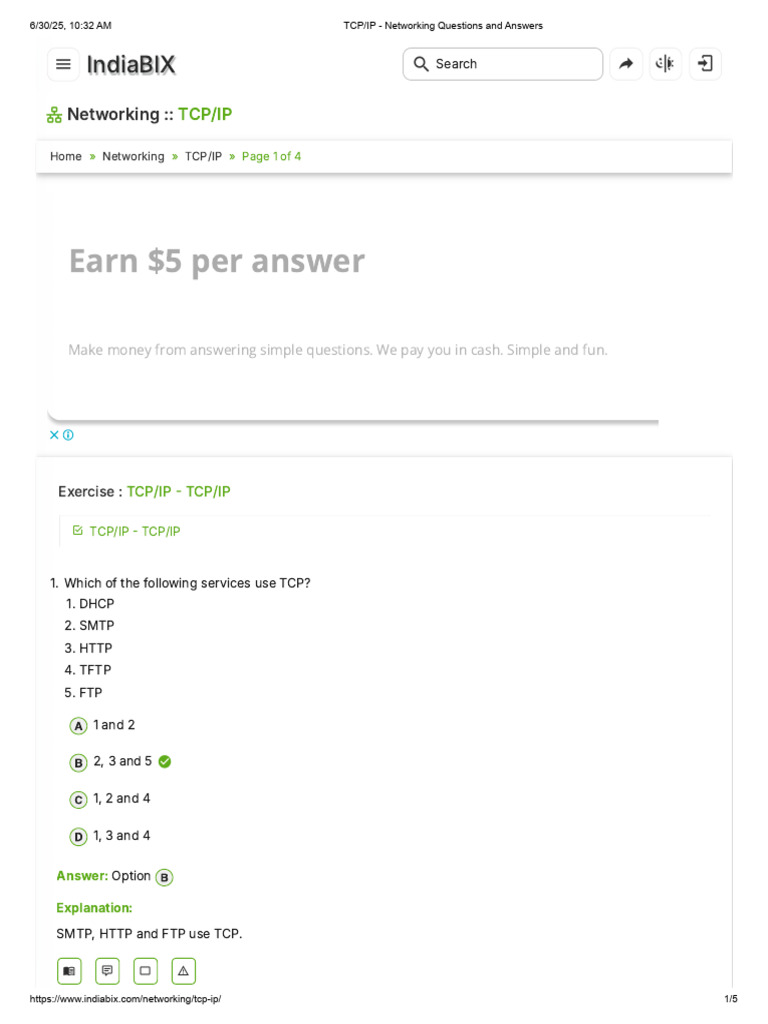 TCP_IP - Networking Questions and Answers | PDF | Internet Protocol ...