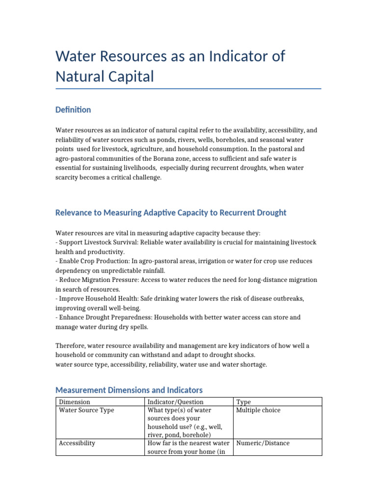 Water Resources Indicator | PDF | Water | Drought
