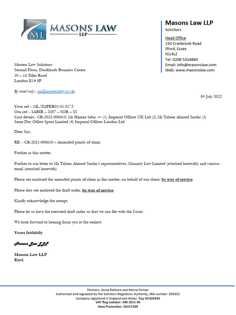Amended Points of Claim - CR-2021-000610 | PDF | Privacy | Fax