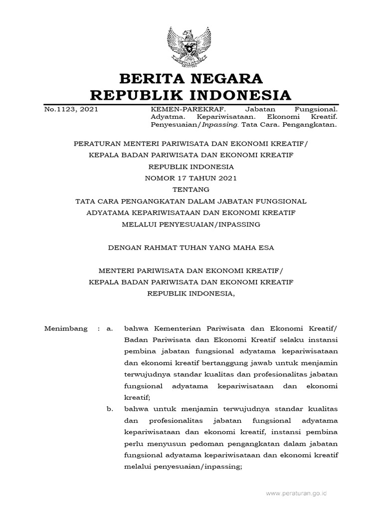 Tata Cara Inpassing Jabatan Adyatama | PDF