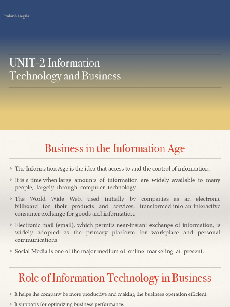 Unit 2 Information Technology and Business | PDF | Information System ...