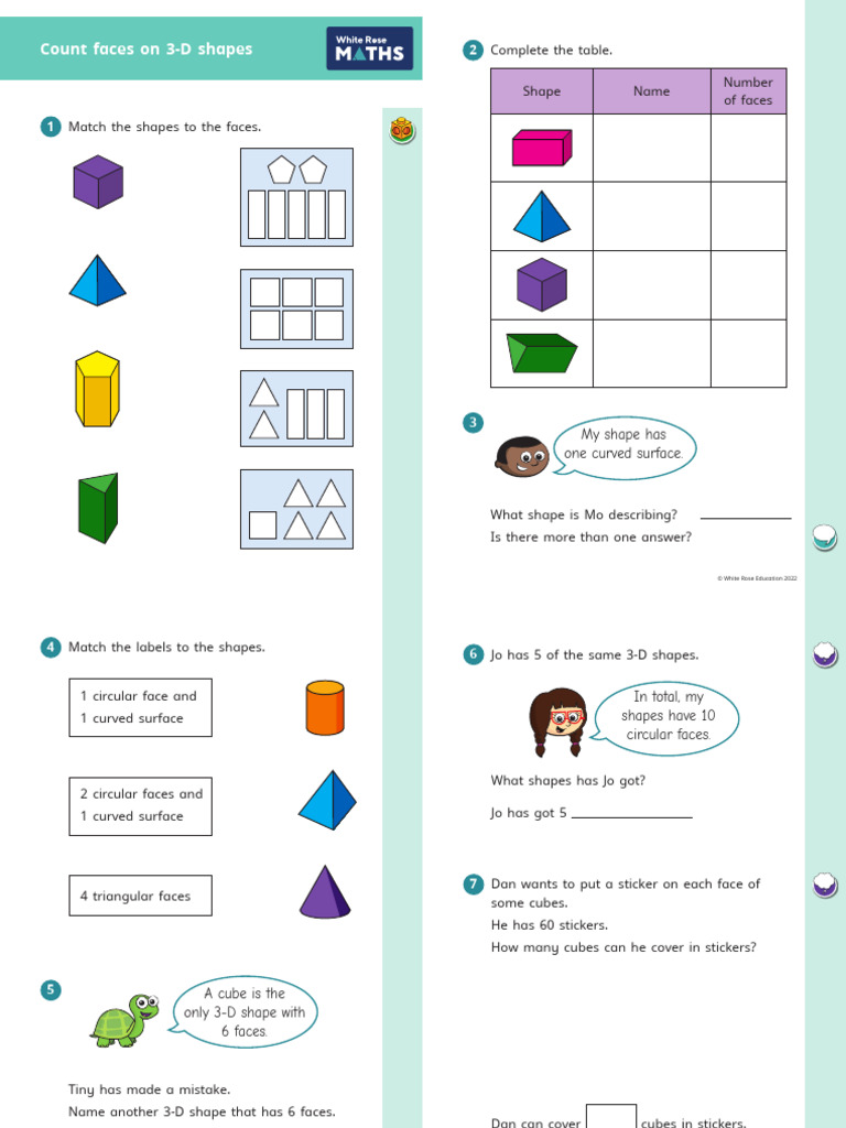 Y2 Autumn Block 3 WO8 Count Faces On 3D Shapes 2022 | PDF