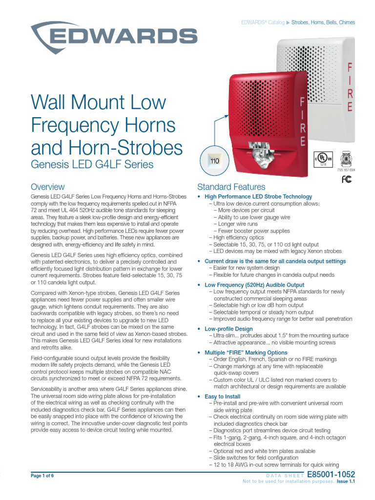Genesis LED G4LF Low Frequency Horns | PDF | Sound | Electrical Wiring