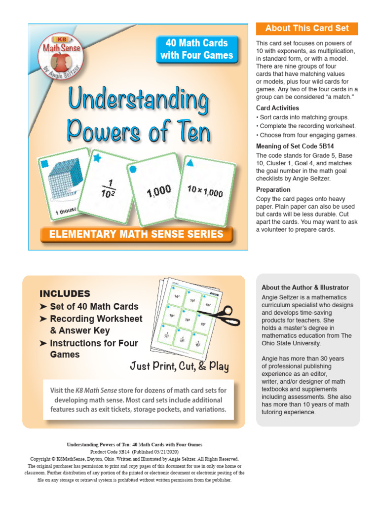 Powers of Ten Math Card Games | PDF | Gaming Devices | Games Of Chance