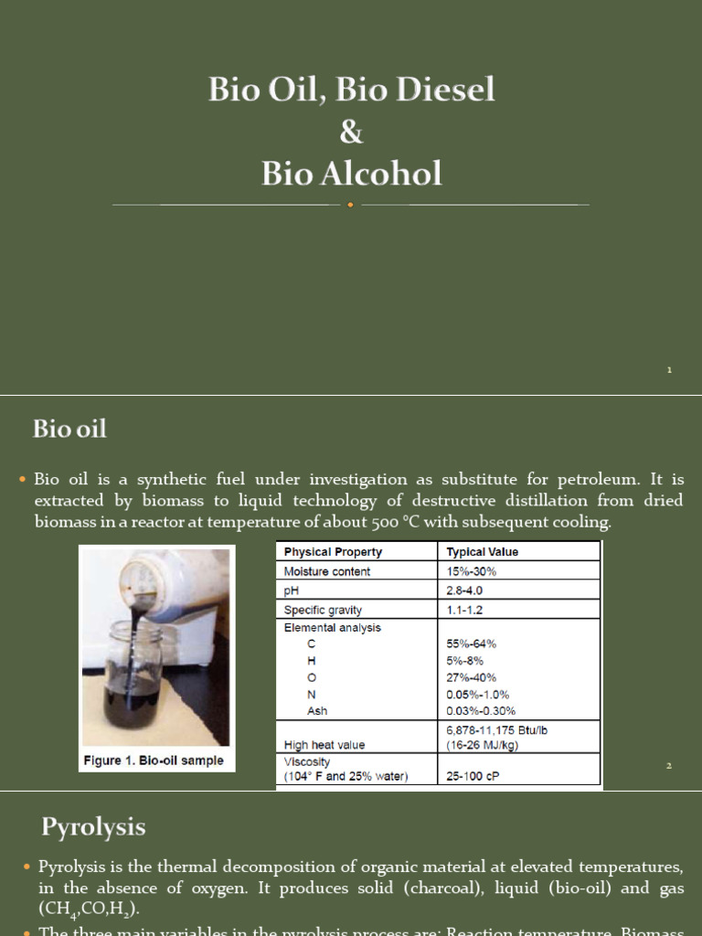 Biofuels: Production of Bio Oil, Diesel, Alcohol | PDF | Pyrolysis ...