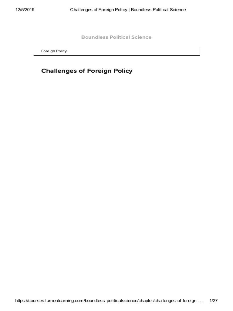 Challenges of Foreign Policy - Boundless Political Science | PDF ...