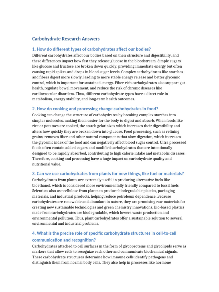 Understanding Carbohydrates' Impact on Health | PDF | Carbohydrates ...