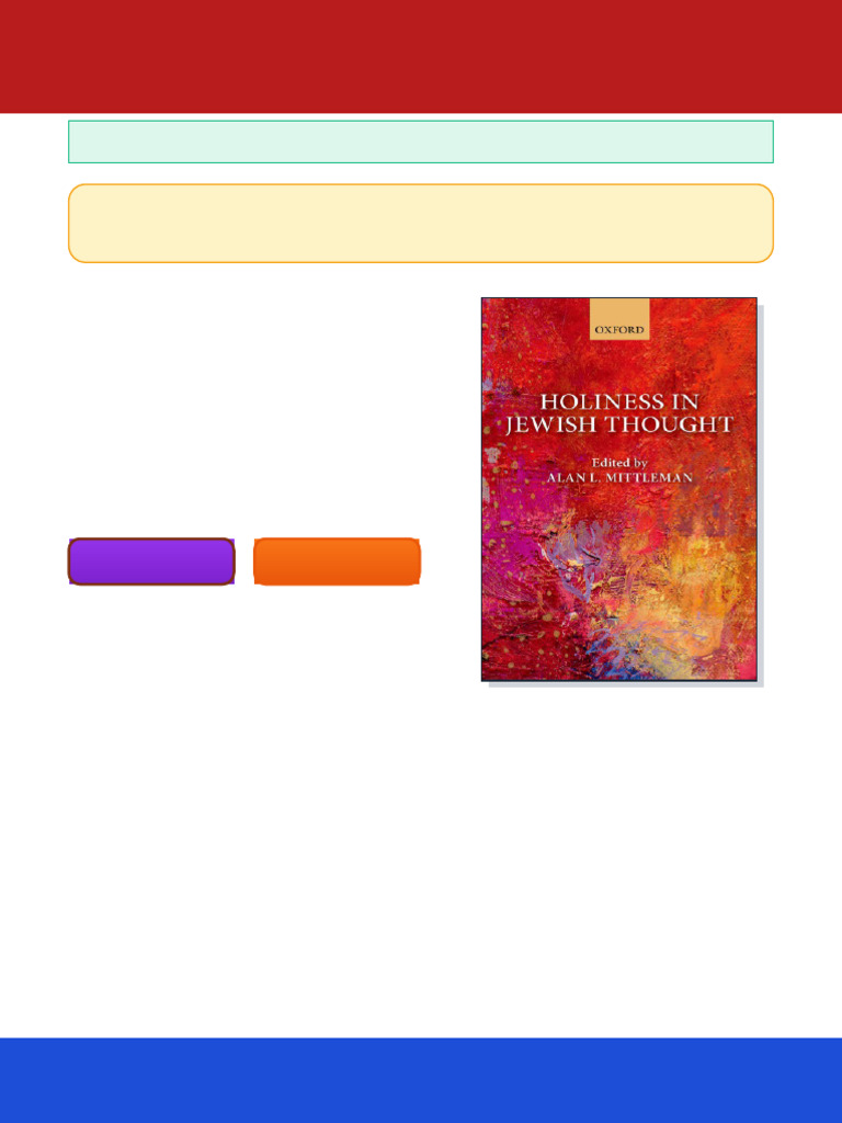 Holiness in Jewish Thought First Edition Mittleman Ebook Complete Data ...