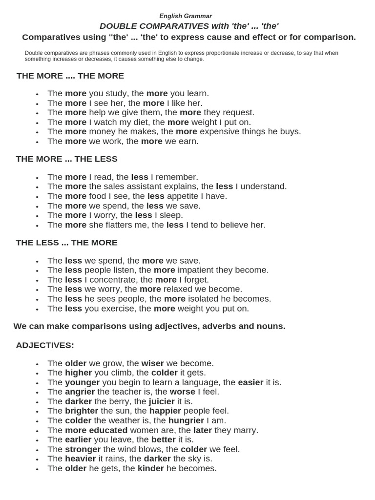 Understanding Double Comparatives in English | PDF | Adjective ...